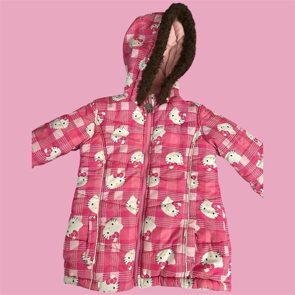 Hello Kitty | Jackets & Coats | Hellokitty Pink And White Puffer Jacket ...